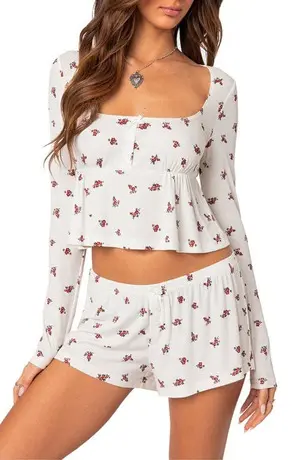 EDIKTED Meliora Rib Crop Top - White