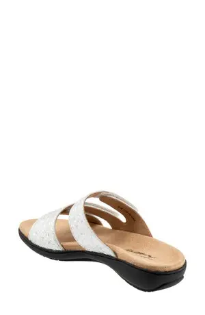 Trotters Leather Slide Sandals - Silver