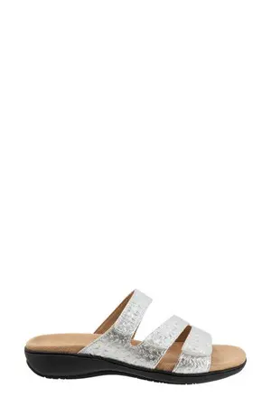 Trotters Leather Slide Sandals - Silver