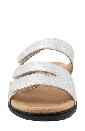 Trotters Leather Slide Sandals - Silver