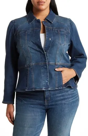 Wit & Wisdom Peplum Denim Jacket - Blue