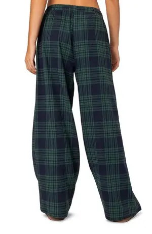 EDIKTED Lounge Around Plaid Wide Leg Pants