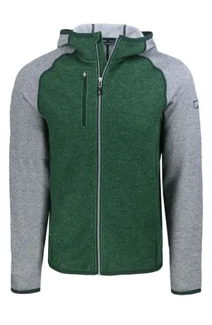 Cutter & Buck Mainsail Full Zip Hooded Jacket - Hunter/polished Heather
