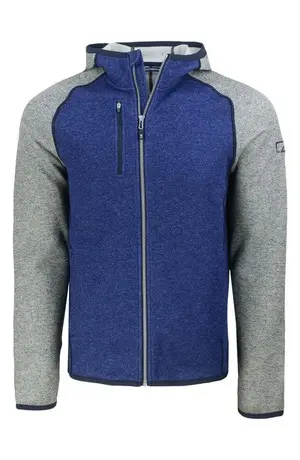 Cutter & Buck Mainsail Full Zip Hooded Jacket - Tour Blue/polished Heather