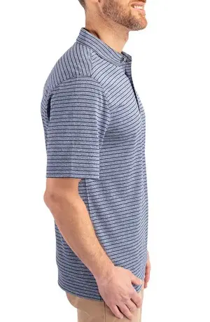 Cutter & Buck Forge Heather Stripe Recycled Blend Polo - Navy Blue Heather