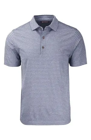 Cutter & Buck Forge Heather Stripe Recycled Blend Polo - Navy Blue Heather