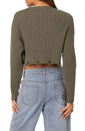 EDIKTED Oversized Ribbed Crop Sweater