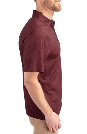 Cutter & Buck Geo Pattern Performance Recycled Polyester Blend Polo - Bordeaux