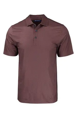 Cutter & Buck Geo Pattern Performance Recycled Polyester Blend Polo - Bordeaux