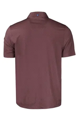 Cutter & Buck Geo Pattern Performance Recycled Polyester Blend Polo - Bordeaux