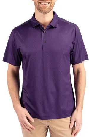 Cutter & Buck Geo Pattern Performance Recycled Polyester Blend Polo College Purple
