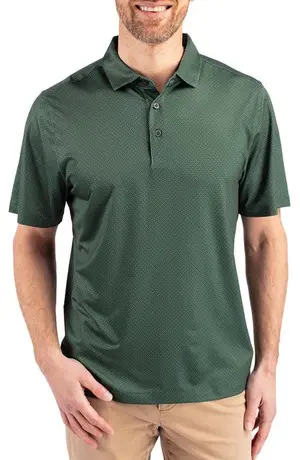Cutter & Buck Geo Pattern Performance Recycled Polyester Blend Polo Hunter