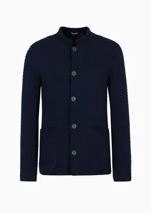 Giorgio Armani Single-breasted Chevron Ottoman Wool Jacket
