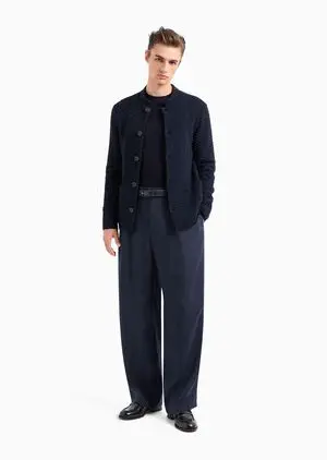 Giorgio Armani Single-breasted Chevron Ottoman Wool Jacket