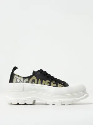 Alexander McQueen Tread Slick Graffiti Nappa Leather Sneakers - Black