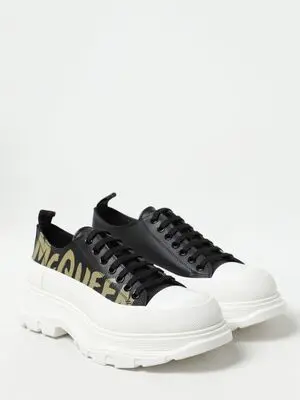 Alexander McQueen Tread Slick Graffiti Nappa Leather Sneakers - Black