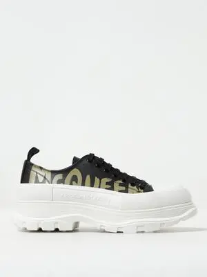Alexander McQueen Tread Slick Graffiti Nappa Leather Sneakers - Black