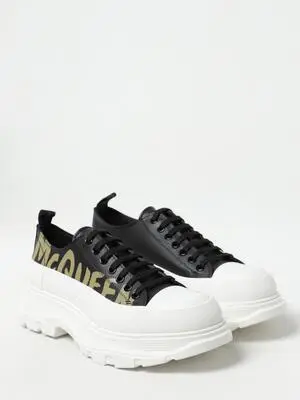 Alexander McQueen Tread Slick Graffiti Nappa Leather Sneakers - Black