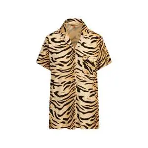 SKIMS Sleep Short Sleeve Button Up Set - Bronze Tiger Print