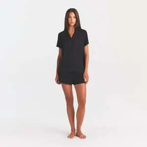 SKIMS Sleep Short Sleeve Button Up Set | Grey - Onyx