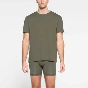 SKIMS Mens Classic T Shirt | Black | 5x | Cotton Military