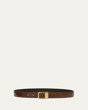 Saint Laurent Python Belt With Brass Hardware - Sienna Brown Black