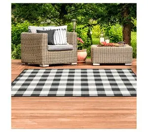 VERANDA LIVING In/out Black Buffalo Check 5'3'x 7'6' Rug - One-color