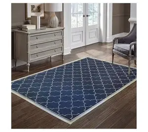 VERANDA LIVING In/out Navy Trefoil Geometric 5' 3'x7'6' Rug - One-color