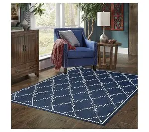 VERANDA LIVING In/out Navy Geometric Lattice 7' 10'x10'10' Rug - One-color