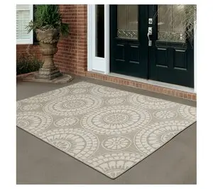 VERANDA LIVING I/o Gray Tonal Geometric Circles 7'10'x10' Rug - One-color