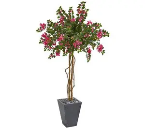 NEARLY NATURAL 6.5' Bougainvillea Faux Tree In Lanter - One-color