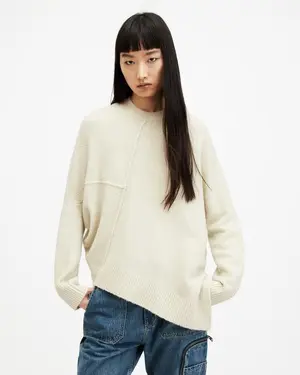 ALLSAINTS AllSaints Lock Crew Neck Asymmetric Sweater Muted Green