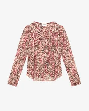 ETOILE Printed Chiffon Blouse With Lace-up Collar
