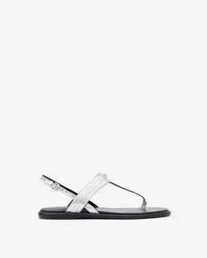 Isabel Marant Étoile Nya Flat Leather Sandals - Silver