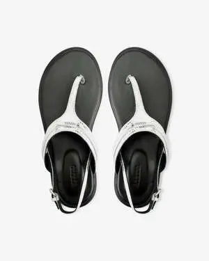 Isabel Marant Étoile Nya Flat Leather Sandals - Silver