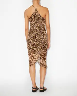 MARANT ETOILE Valdi Printed Halterneck Dress - Ochre