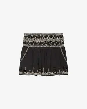 MARANT ETOILE Picadilia Embroidered Cotton Gauze Skirt Black