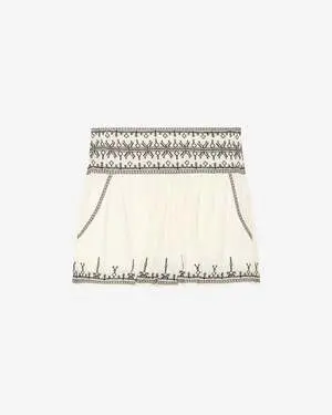 MARANT ETOILE Picadilia Embroidered Cotton Gauze Skirt Ecru