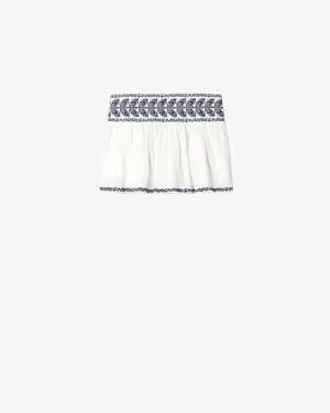 MARANT ETOILE Picadilia Embroidered Cotton Gauze Skirt - Ecru/blue