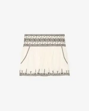 MARANT ETOILE Picadilia Embroidered Cotton Gauze Skirt White