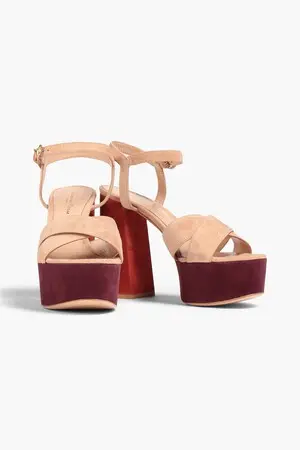 GIANVITO ROSSI Colorblock Suede Platform Sandals