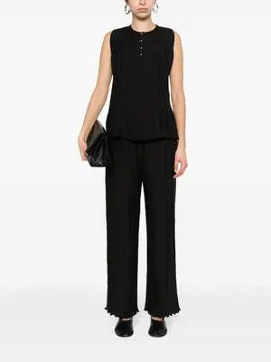 LANVIN Plissé Wide-leg Trousers - Black