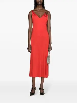 LANVIN Appliqué-detail Midi Dress - Red