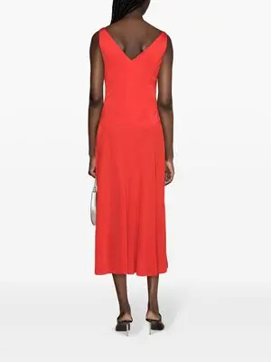 LANVIN Appliqué-detail Midi Dress - Red