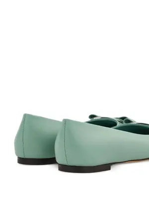 FERRAGAMO Vara-bow Lambskin Ballerina Shoes - Green