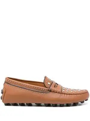 TOD'S Stud-embellished Loafers - Brown