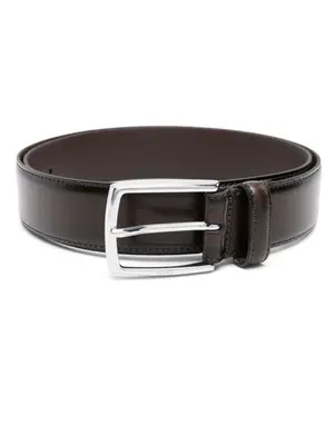 BOSS Logo-engraved Buckle Leather Belt