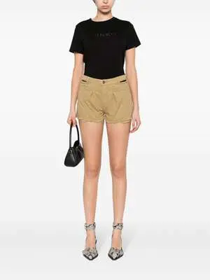 Pinko Distressed Denim Shorts With Pleat Detailing