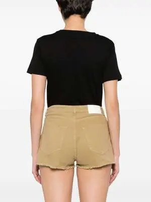 Pinko Distressed Denim Shorts With Pleat Detailing