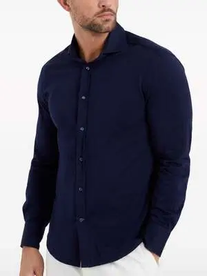 Brunello Cucinelli Spread-collar Cotton Shirt - Blue